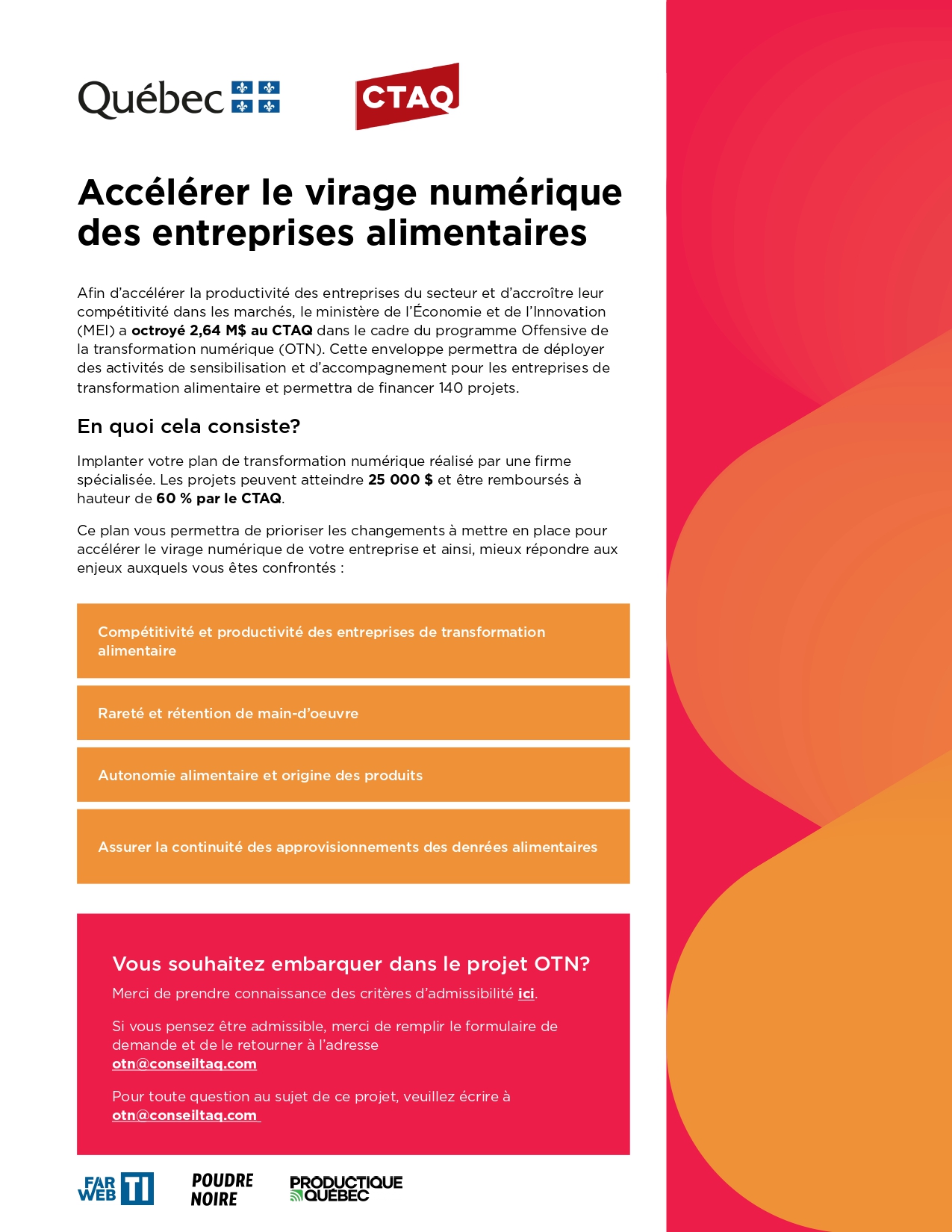 ANNONCE: ACCÉLÉRER LE VIRAGE NUMÉRIQUE DES ENTREPRISES ALIMENTAIRES ... ANNONCE: ACCÉLÉRER LE VIRAGE NUMÉRIQUE DES ENTREPRISES ALIMENTAIRES ...